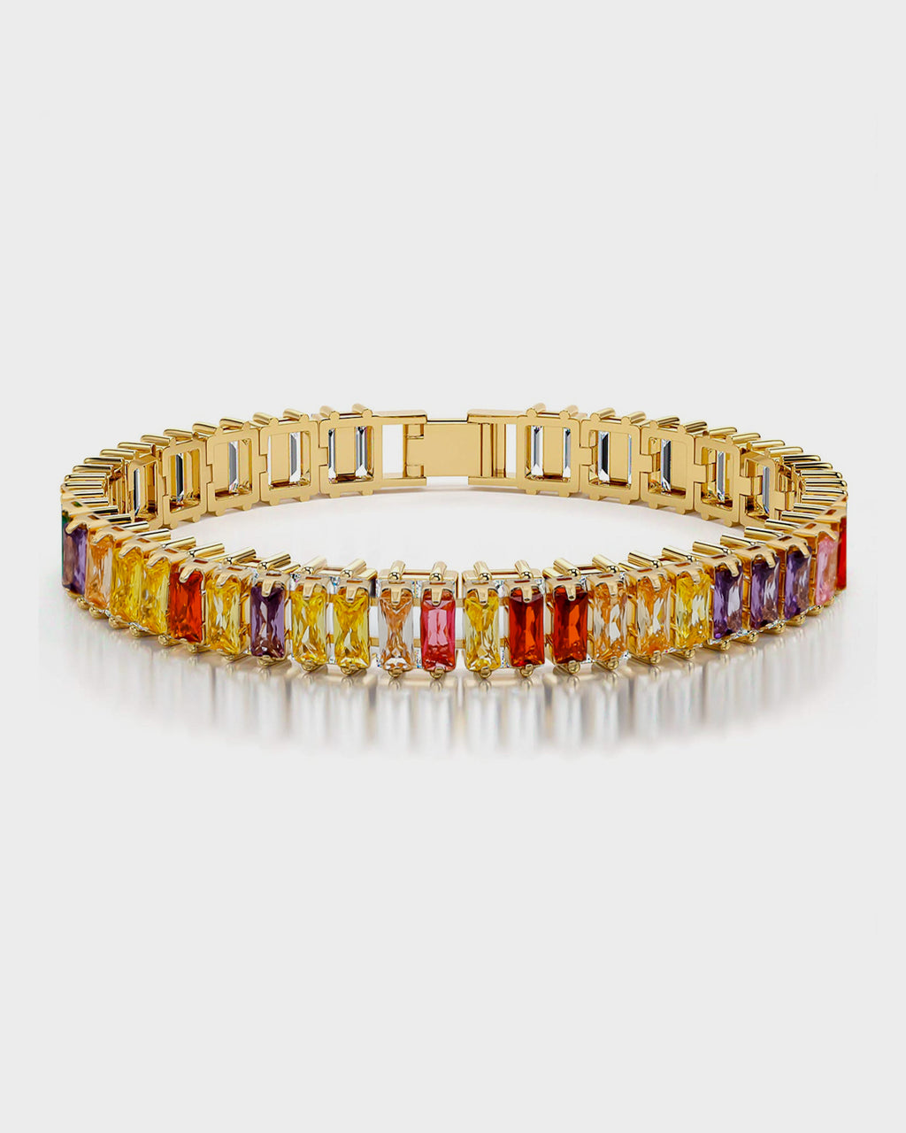 Rainbow Tennis Bracelet Australia | Gold Multicolour Statement Bracelet ...